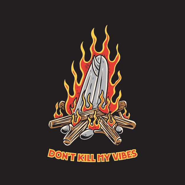 Vibrant Campfire Illustration with Motivational Slogan | Jiffy Designs