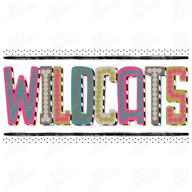 'Wildcats' Bold Patterned Letters with Polka Dot Border | Jiffy Designs