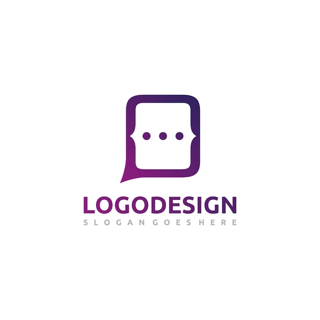 Minimalist Purple Chat Bubble Logo Design for Communication | Jiffy Designs