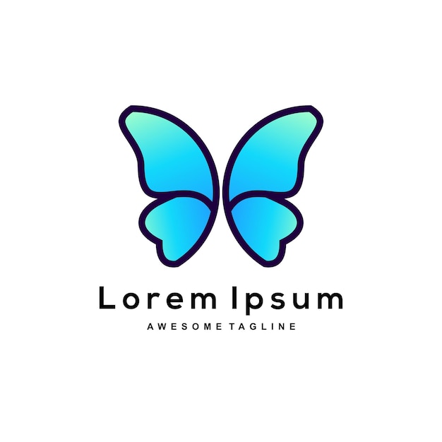Blue Butterfly Logo with Gradient and Outline Style | Jiffy Designs