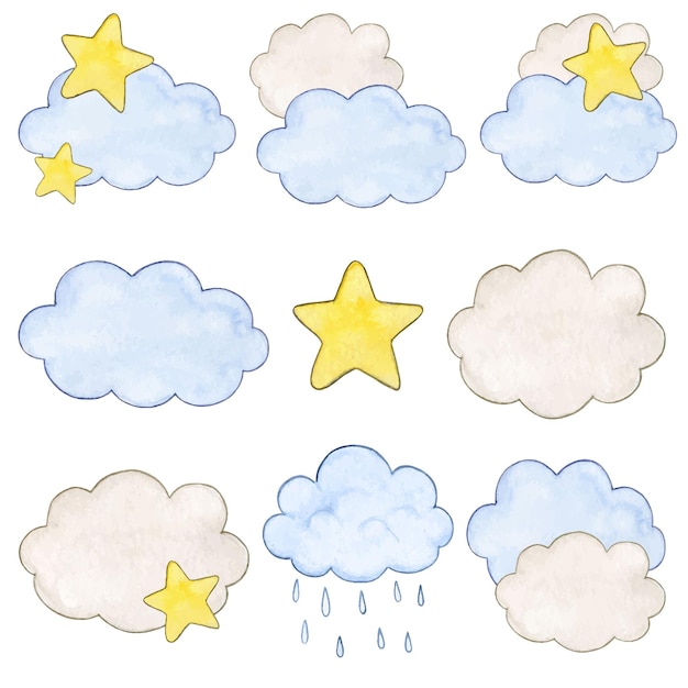 Charming Cloud and Star Illustrations for Versatile Design Use | Jiffy Designs