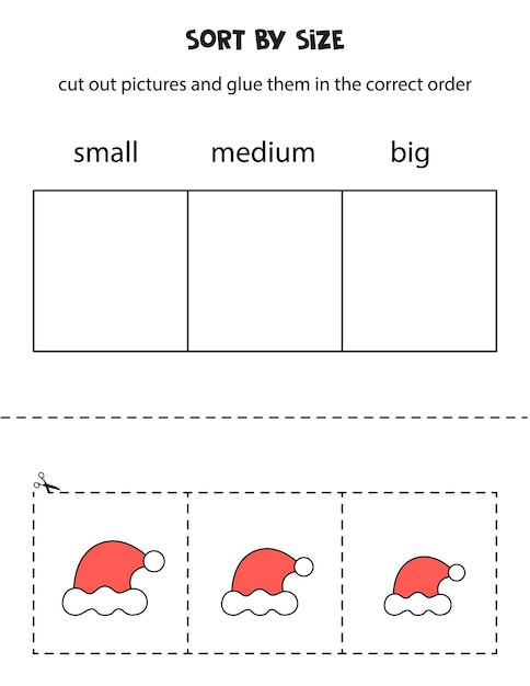 Festive Santa Hats in Varying Sizes for Sorting Activity | Jiffy Designs