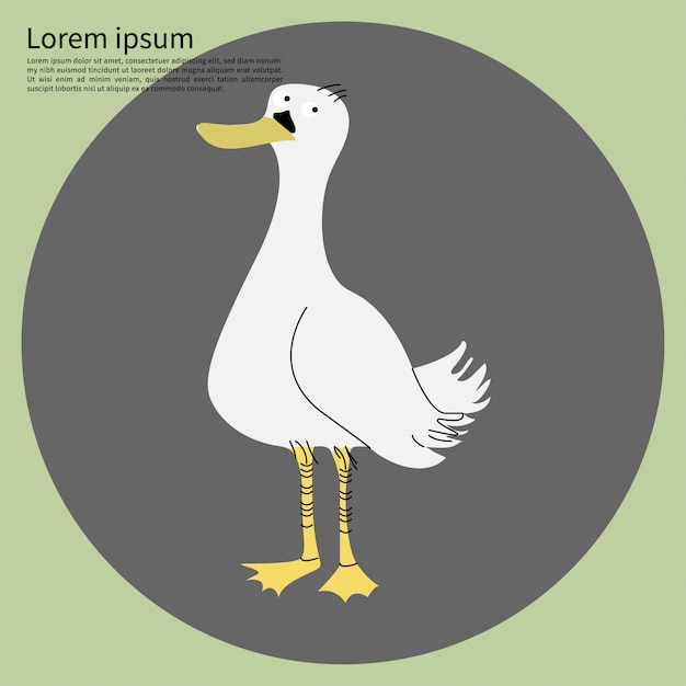 Charming White Duck on Muted Green Background | Jiffy Designs