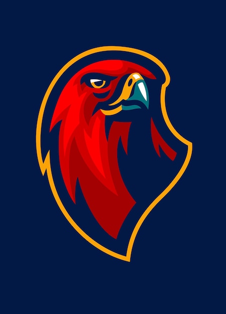 Striking Red Falcon Emblem on Vibrant Navy Background | Jiffy Designs