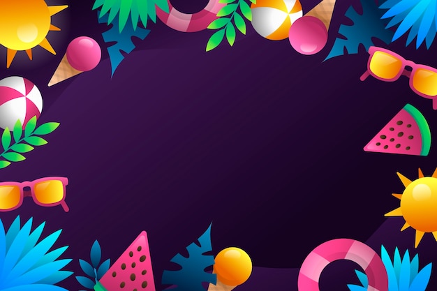 Vibrant Summer Elements Frame Tropical Background | Jiffy Designs