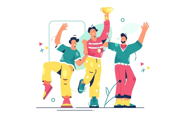 Victorious Team Celebrates Their Triumph with Trophy | Jiffy Designs