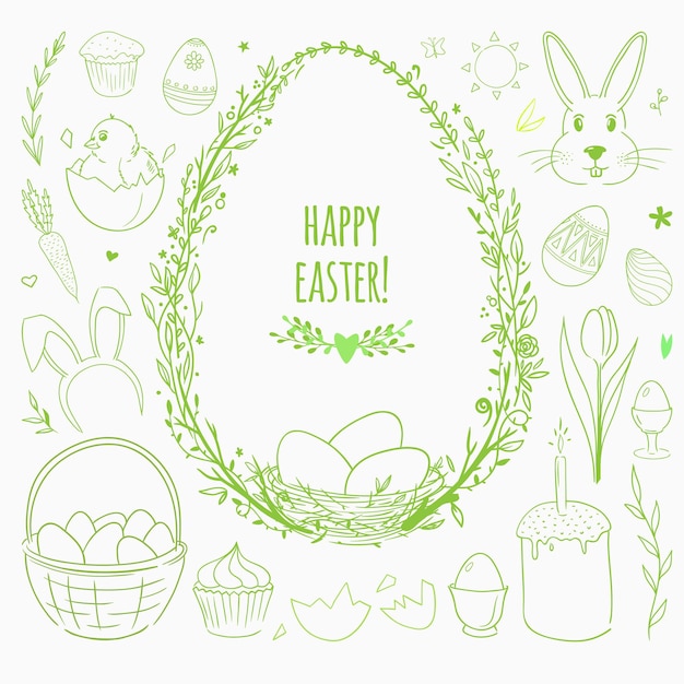 Delicate Easter Illustrations with Bunny and Egg Motifs | Jiffy Designs