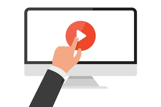 Finger Pressing Play Button on Computer Screen | Jiffy Designs