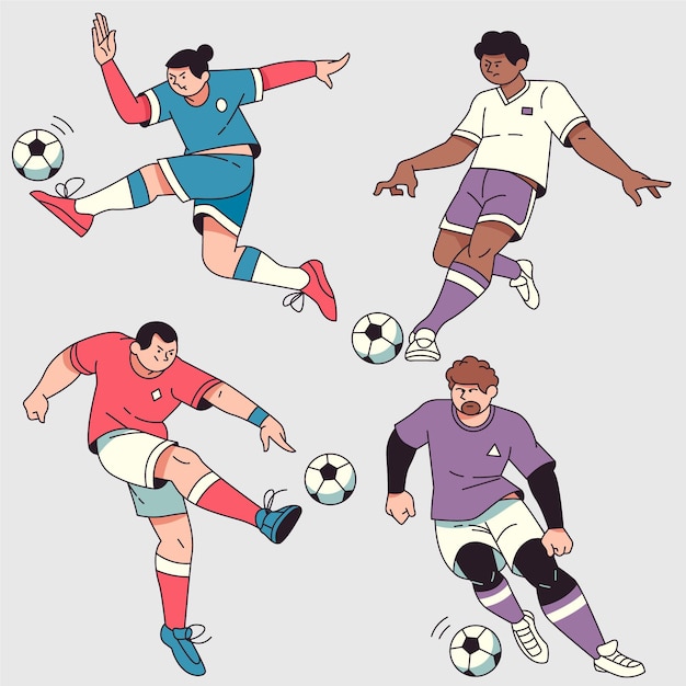 Diverse Collection of Soccer Players in Action Poses | Jiffy Designs