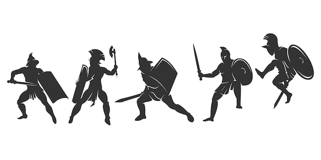 Silhouettes of Ancient Greek Warriors in Heroic Poses | Jiffy Designs