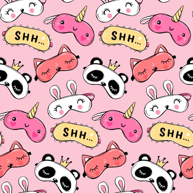 Adorable Cartoon Animals with Shh Expressions in Vibrant Pink Pattern ...