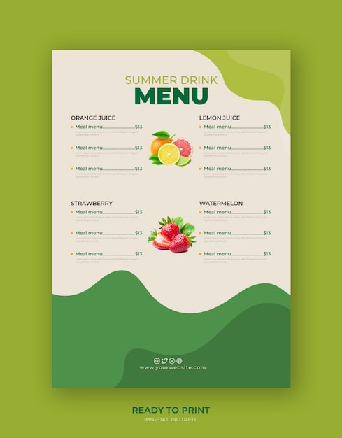 Refreshing Summer Drinks Menu with Vibrant Fruit Illustrations | Jiffy ...