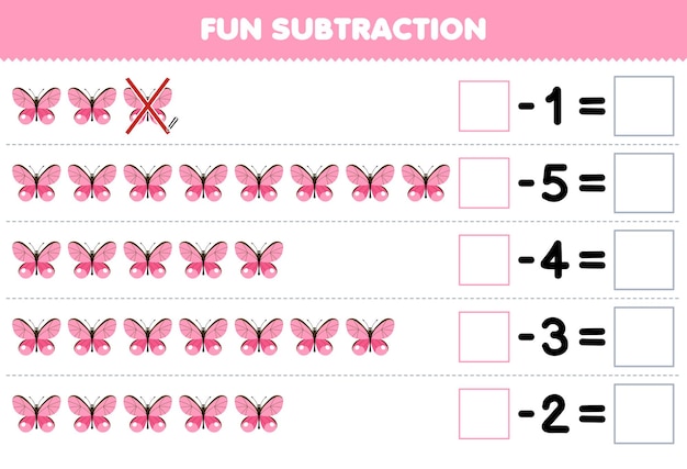 Vibrant Butterfly Subtraction: A Playful Math Exercise | Jiffy Designs