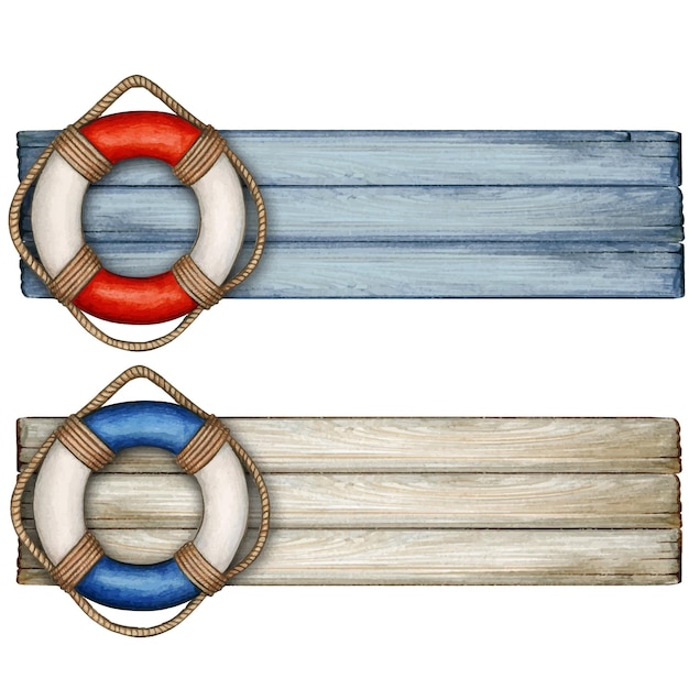 Nautical Life Preserver Designs on Distressed Wood Planks | Jiffy Designs