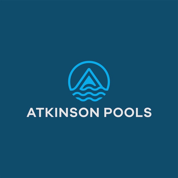 Sleek and Modern Atkinson Pools Logo on Navy Background | Jiffy Designs