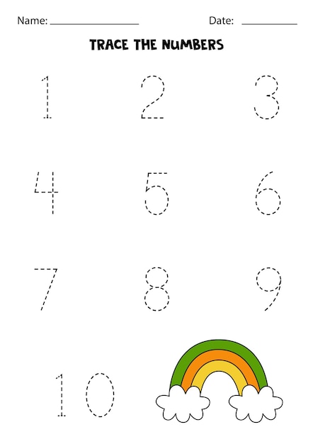Tracing Numbers and Colorful Rainbow Illustration | Jiffy Designs