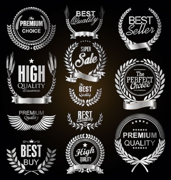 Exquisite Vintage Badge and Emblem Collection in Monochrome Palette ...