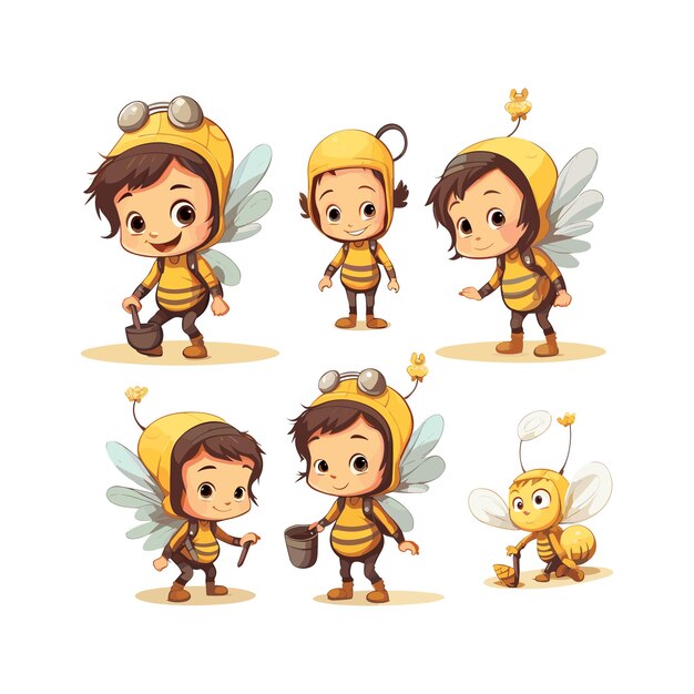 Adorable Bee-Themed Character Collection for Versatile Designs | Jiffy ...