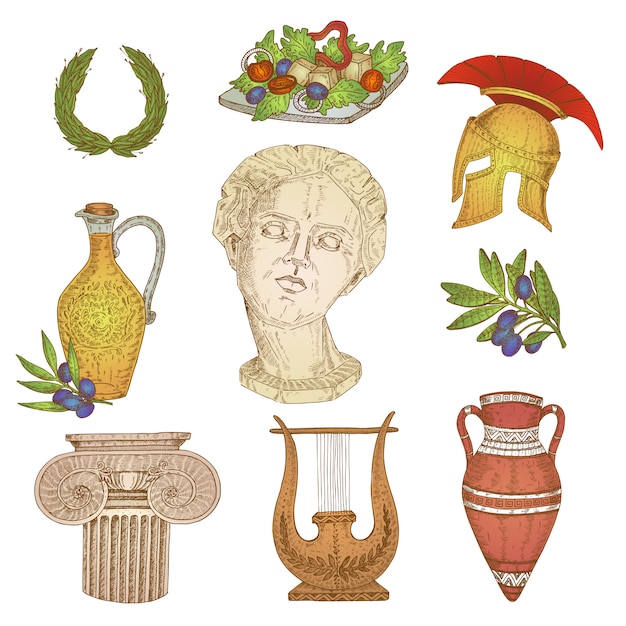 Vibrant Collection of Classical Greek Artistic Elements | Jiffy Designs