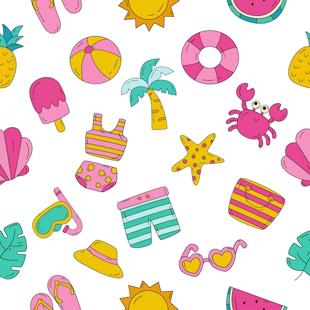 Vibrant Summer Fun Collection with Beach Essentials and Tropical ...