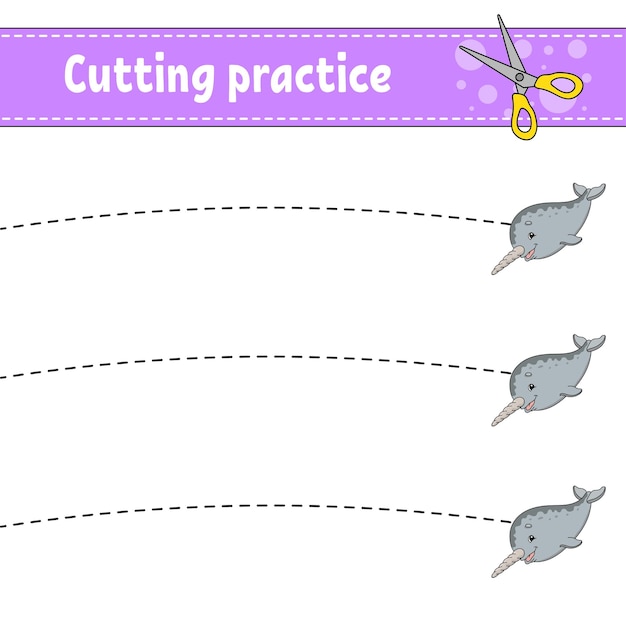 Whimsical Narwhals: Cutting Practice for Young Learners | Jiffy Designs