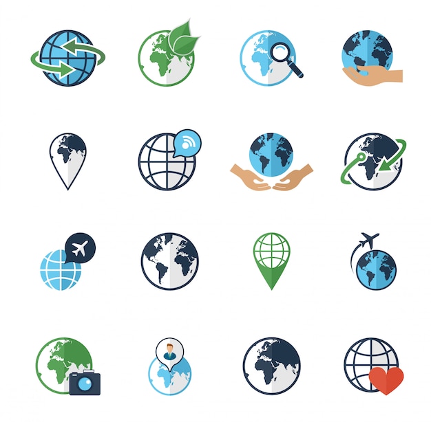 Diverse Global Icons Showcasing Earth and Connectivity | Jiffy Designs
