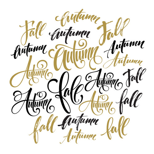 Season Style Lettering. Calligraphy Graphic Design Element. Fall ...