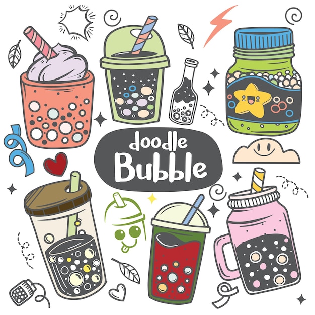 Vibrant Doodle Bubble Tea and Drink Collection | Jiffy Designs