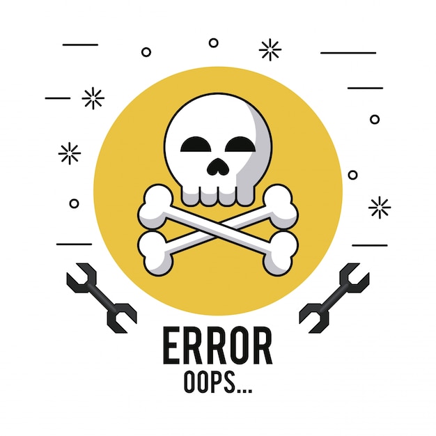 Skull and Crossbones Error Illustration with 'Oops...' Text | Jiffy Designs