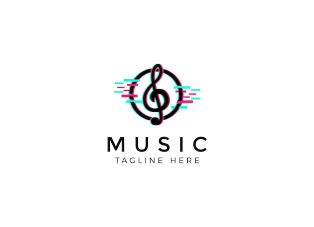 Vibrant Musical Note with Glitch Effect Logo Design | Jiffy Designs
