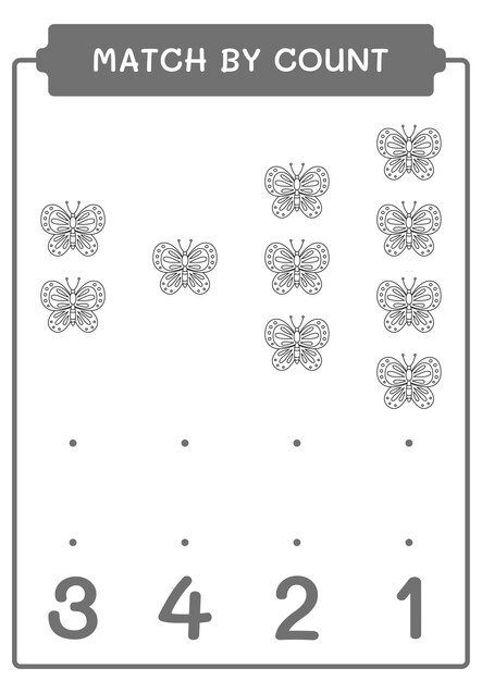 Elegant Butterfly Counting Worksheet: Match by Number | Jiffy Designs