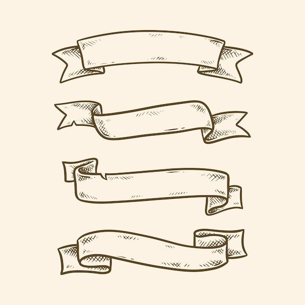 Vintage Ribbon Banners in Elegant Sketch Style Design | Jiffy Designs
