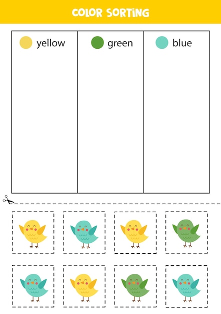 Color Sorting Activity with Cute Chick Illustrations | Jiffy Designs