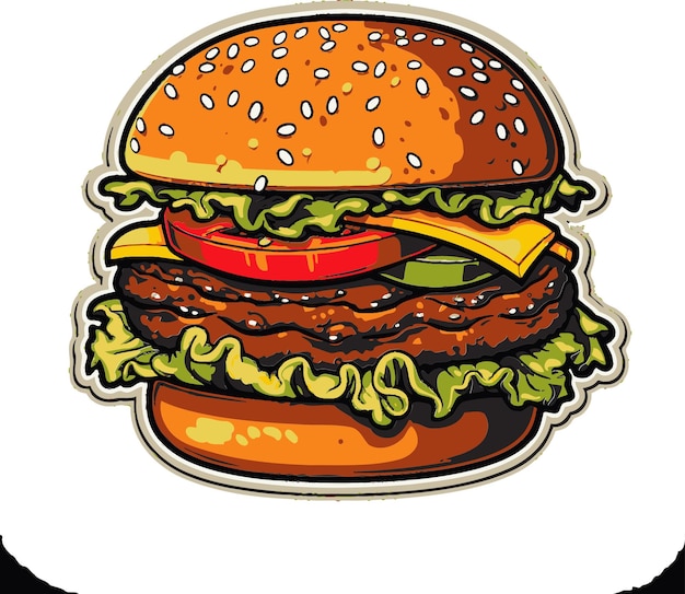 Delicious Retro-Style Burger with Vibrant Toppings | Jiffy Designs