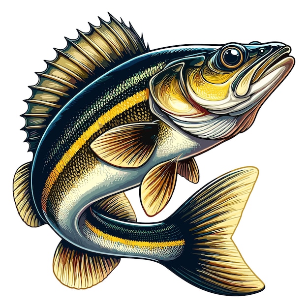 Vibrant and Detailed Illustration of a Striking Perch Fish | Jiffy Designs
