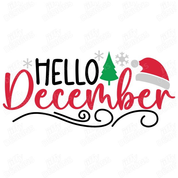 'Hello December' Festive Typography with Cheerful Holiday Icons | Jiffy ...
