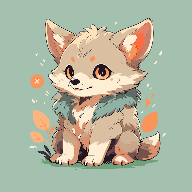 Adorable Fluffy Fox Cub in Vibrant Illustration | Jiffy Designs