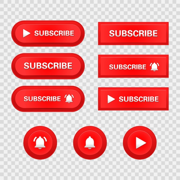 Vibrant Red YouTube Subscribe Buttons with Play Icons | Jiffy Designs