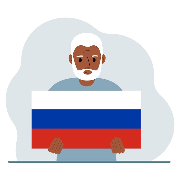 Patriotic Man Proudly Holding the Russian Flag | Jiffy