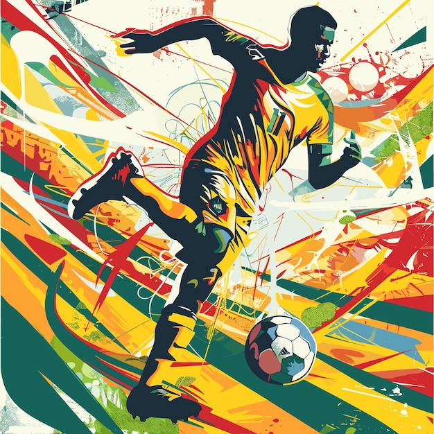 Dynamic Soccer Player in Vibrant Abstract Artwork | Jiffy Designs