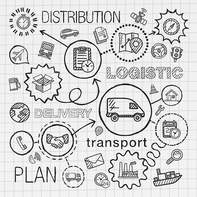 Comprehensive Logistics and Distribution System Illustrated in Sketch ...