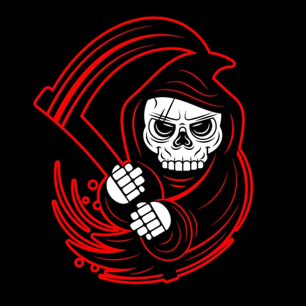 Ominous Reaper Silhouette with Fiery Accents | Jiffy Designs