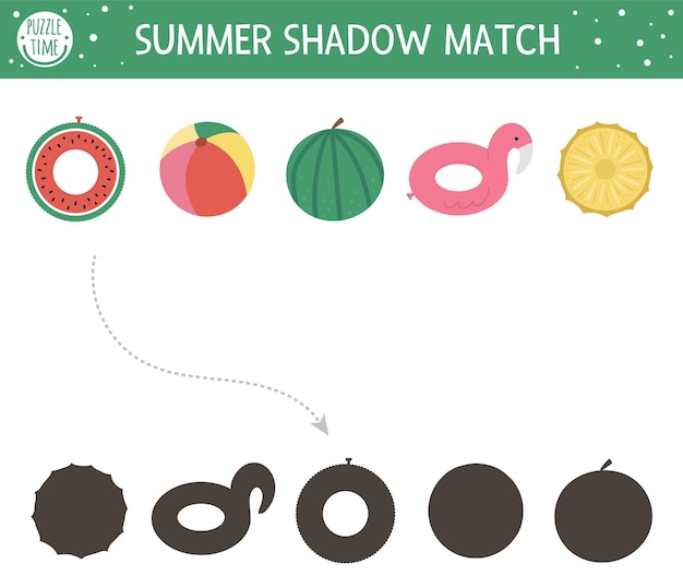Vibrant Summer Fruits and Shapes Shadow Matching Game | Jiffy Designs