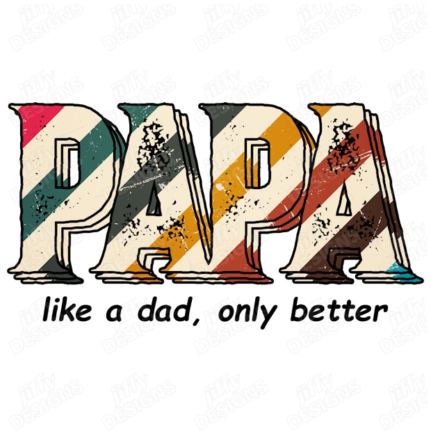 'Papa' Retro Striped Letters with Distressed Texture and Playful ...