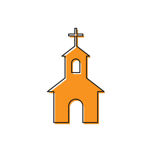 Orange Church Building Icon Isolated On White Background. Christian ...