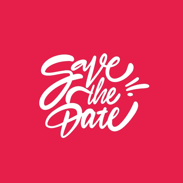 Vibrant Handwritten 'Save the Date' Text on Red Background | Jiffy Designs