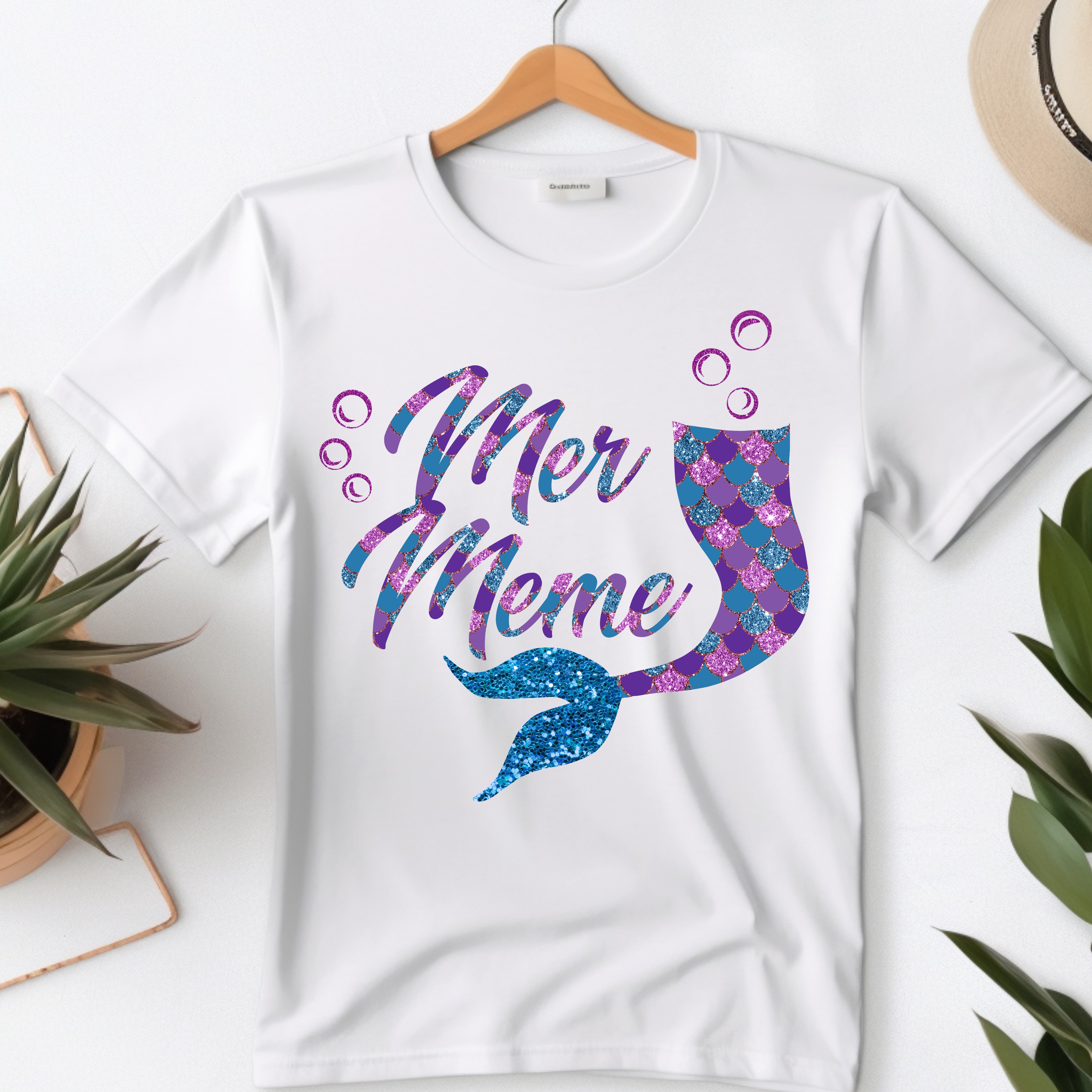 'Mer Meme' Sparkling Mermaid Tail with Playful Bubbles | Jiffy Designs