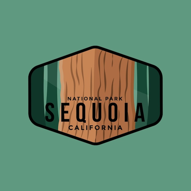 Majestic Sequoia National Park Emblem with Wooden Texture | Jiffy Designs