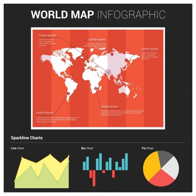World Map Infographic with Statistics and Data Visualizations | Jiffy ...