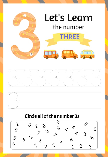 Engaging Educational Template for Learning Number Three | Jiffy Designs